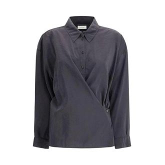 Christophe Lemaire Femme, Blouses et Chemises, Noir, Taille: 34 FR Chemise Boutonn&eacute;e &agrave; Manches Longues Drap&eacute;e Lemaire