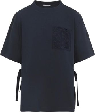 Moncler Femme, Tops, Bleu, Taille: 40 FR SS Cotton T-shirt