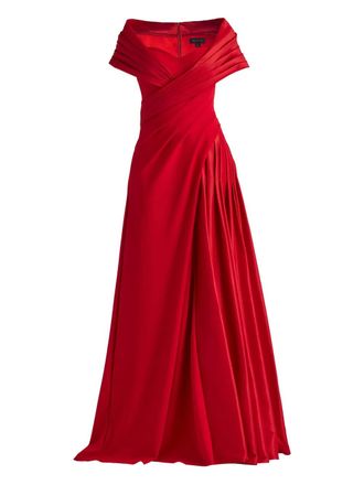 Tadashi Shoji robe longue &agrave; d&eacute;tail nou&eacute; - Rouge