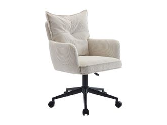 Vente-Unique PASCAL MORABITO - B&uuml;rostuhl - Rippensamt - Creme und Schwarz - H&ouml;henverstellbar - BATARU von Pascal Morabito