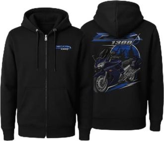 Generic FJR1300 (2001-2005) Veste &agrave; capuche unisexe en polaire avec fermeture &eacute;clair int&eacute;grale, Noir - 2003-2006 bleu cobalt, XX-Large