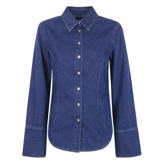 7 For All Mankind Femme, Blouses et Chemises, Bleu, Taille: 38 FR Chemise cintr&eacute;e