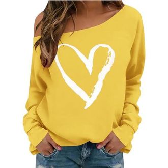 Generic 2026 Sweat Femme Saint-Valentin Manches Longues Pull-Over Col Rond Couleur Unie Haut Top Streetwear Oversize Vetement pour Printemps Automne Hiver Jac