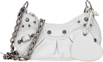 Balenciaga Le Cagole Femmes Sac Bandouli&egrave;re Blanc/Cuir Blanc Optique