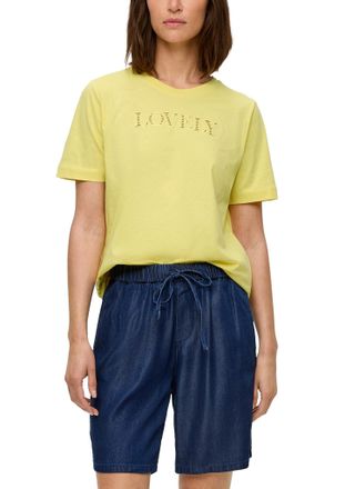 s.Oliver Relaxed Fit-Shirt mit Schriftprint aus Lochstickerei