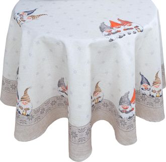 Matches 21 Tischdecke rund Weihnachten Ø 150 cm Weihnachtswichtel - Tischtuch als Bunte Weihnachts-Deko