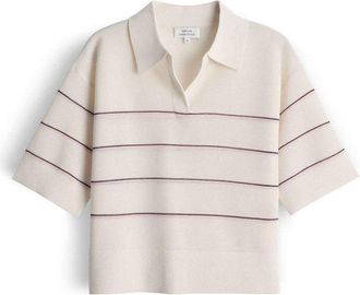 OPUS Strickpullover Feinstrickpullover mit dezentem Streifen Lockere Passform, V-Ausschnitt, leichte Transparenz