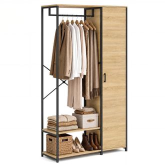 IDMarket Armadio Con Ripiani E Anta L. 90 Cm Detroit Design Industriale