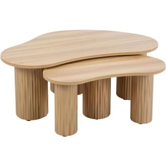 Oviala Table basse gigogne en m&eacute;lamin&eacute; beige