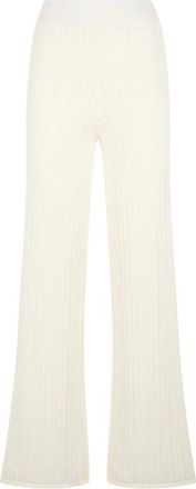 Alpha Studio Femme, Pantalons, Blanc, Taille: 40 FR Pantalon &Eacute;vas&eacute; en Maille R&eacute;sille