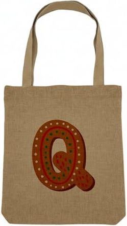 Fabulous Sac Shopping Tote Bag Aspect Lin - Q Quentin Lettre Alphabet Pr&eacute;nom Noel Enfant - Sac de Courses Toile Epaisse 360g Beige Naturel Cabas Port&eacute; Epaule S