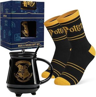 Harry Potter Ensembles de Mugs Coffret Cadeau Femme Ado Tasse Mug &Agrave; Caf&eacute; et Chaussettes Femme Hogwarts Id&eacute;e Cadeau (Tasse Noire & Cuill&egrave;re et Chaussettes, Tasse: 4