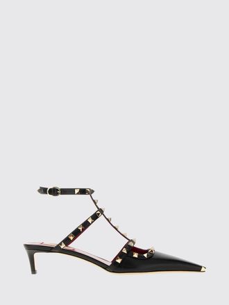 Valentino Garavani Escarpins slingback Rockstud en cuir avec clous et talon bas