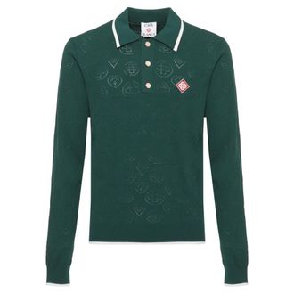 Casablanca Polo Manches Longues Pointelle - Homme - Tops - Vert - Taille: S
