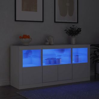 vidaXL Vidaxl - Buffet avec lumi&egrave;res led blanc 142,5x37x67 cm