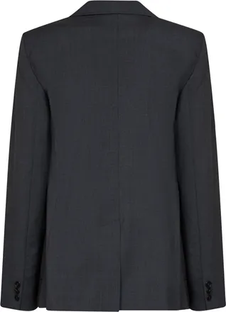 Max Mara Double-Breasted Wool-Silk Blend Blazer - Gray