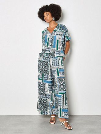 Apricot Klassische Bluse Folk-Patchwork-Bluse mit Muster