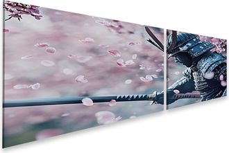 Islandburner Bild auf Leinwand Samurai im blühenden Kirschblütengarten Bilder Wandbilder Poster