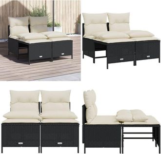 vidaXL Vidaxl - 4-tlg. Garten-Sofagarnitur mit Kissen Schwarz Poly Rattan - Gartensorte - Gartenm&ouml;belset - Outdoor-Lounge - Lounge Set - Rattan Sessel