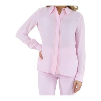Elisabetta Franchi Femme, Blouses et Chemises, Rose, Taille: 38 FR Blouse en georgette avec bandes &agrave; lettrage