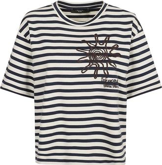 Max Mara Femme, Tops, Multicolore, Taille: 40 FR T-Shirt Ray&eacute; en Jersey de Coton