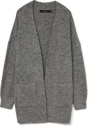 Vero Moda Damen VMDESMA LS Open Cardigan GA Boo Strickjacke, Medium Grey Melange