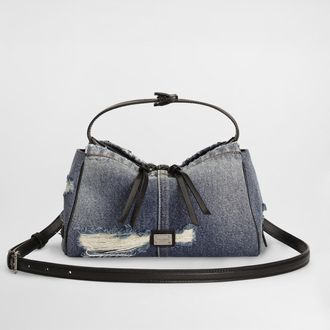 Dolce & Gabbana Vittoria Denim Patchwork Shoulder Bag - Mann Schultertasche Blue Onesize