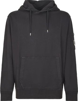 C.P. Company C.p. Company, Homme, Sweatshirts et sweats &agrave; capuche, Noir, Taille: L Cotton Diagonal Fleece Hooded Lens SweaT-shirt