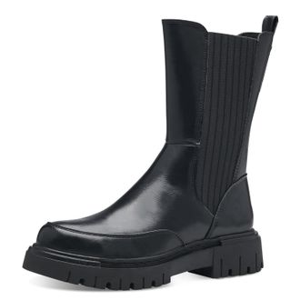 Marco Tozzi Damen Chelsea Boots aus Kunstleder Plateau, Schwarz (Black), 38