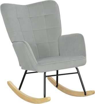 HOMCOM Homcom - Schaukelstuhl, Schaukelsessel mit Samtoptik, Armlehne, Gepolsterter Sessel mit Holzkufen, Relaxsessel f&uuml;r Wohnzimmer, Schlafzimmer, bis