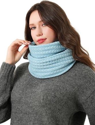 DonDon écharpe femme hiver foulard femme écharpe en laine châle femme tour de cou snood - Bleu clair