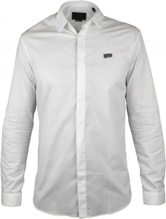 Philipp Plein Homme, Chemises, Blanc, Taille: L Diamond Cut LS Iconic Shirt
