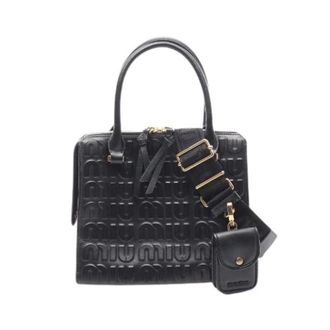Miu Miu Sac 2-en-1 en cuir avec logo gaufr&eacute; Pre-owned - Femme - Pre-owned - Noir - Taille: ONE Size
