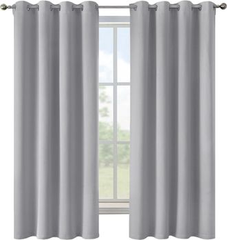 Miulee Vorh&auml;nge Hellgrau Blickdicht mit &Ouml;sen, Sch&ouml;ner Weicher Verdunklungsvorh&auml;nge zum Verdunkeln von R&auml;umen, 2er Set Gardinen Abdunkelnd Schlafzimmer Wohnzi