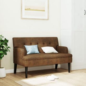 vidaXL Vidaxl - Sitzbank mit R&uuml;ckenlehne Braun 112x65,5x75 cm Wildleder-Optik
