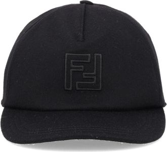 Fendi FXQ768_AYK2F0QA1 Wool-Cashmere Baseball Cap - Black