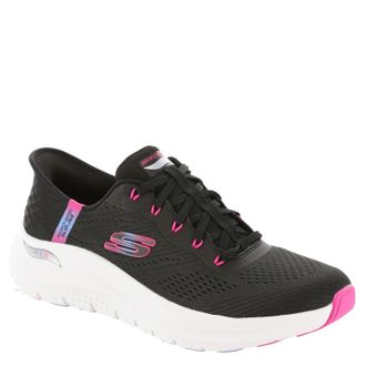 Skechers Arch Fit 2.0 Easy Chic Damen-Sneaker zum Reinschl&uuml;pfen, BKHP = Schwarz/Hot Pink, 37.5 EU