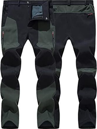 Generic Pantalon de ski en polaire pour homme - Coupe ajustée - Pantalon de randonnée thermique - Imperméable - Softshell - Chaud - Rembourré - Avec poches zi