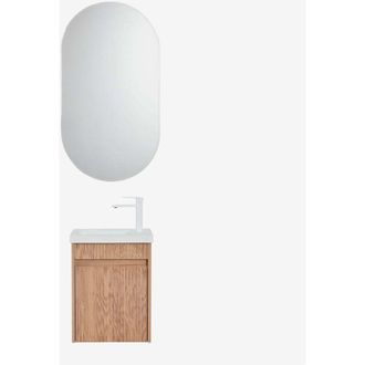 Sklum H&auml;ngendes Badezimmerm&ouml;bel-Set aus Holz mit integriertem Waschbecken Narek