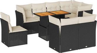 vidaXL Vidaxl - Set Divani Da Giardino 9 Pz Con Cuscini Nero In Polyrattan