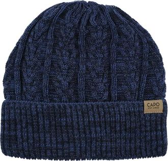 Capo Strickm&uuml;tze CAPO, Herren, blau (midnight), Strick, Wollmischung, meliert, M&uuml;tzen Strickm&uuml;tze, Rippenstrick, nat&uuml;rliche Thermoregulierung