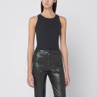 Max Mara Gr&uuml;nes Ripp-Top aus Wolle und Kaschmir