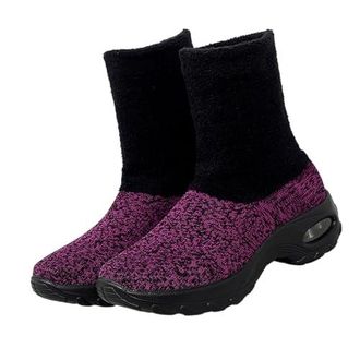 Garneck Bottes Chaudes dHiver -Mollet pour Femmes Doublure Polaire Semelle &agrave; Coussin dAir Confortable Couleur Violette Taille 36 Chaussures dExt&eacute;rieur Polyval