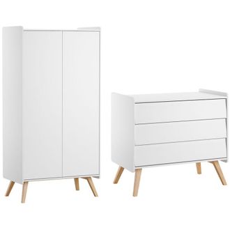Vox Kommode mit 3 Schubladen und 2-t&uuml;rigem Schrank Vox Vintage Wei&szlig; und Holz