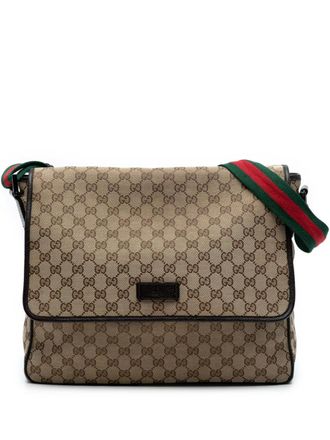 Gucci sacoche Messenger Bag en toile GG à bande Web (2016-2025) - Marron
