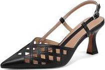 Queen Helena Slingback avec talon moyen d&eacute;collet&eacute; femme ZM11015, Noir, 36 EU