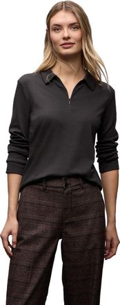 Street One Poloshirt mit Zipper Darkest Brown 34