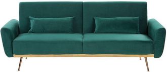 Beliani Beliani - Canapé Fixe 3 Places en Velours Vert avec Pieds en Bois et Rembourrage Moelleux pour Salon Design Glamour