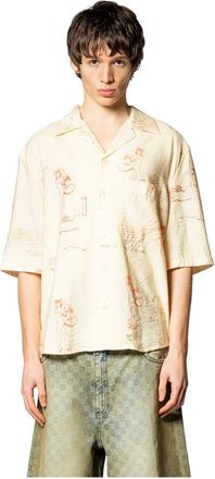 Misbhv Misbhv, Homme, Chemises, Beige, Taille: S Devil Postcard Shirt