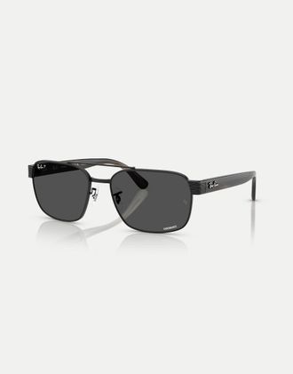 Ray-Ban Rb3751 - Polarized+- Eckige, polarisierte Sonnenbrille in Schwarz mit grauen Gl&auml;sern